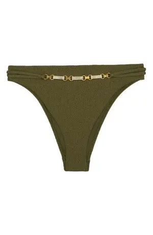 VIX PAULA HERMANNY Cheeky Swim Bottoms With Hardware Accents - Dark Green