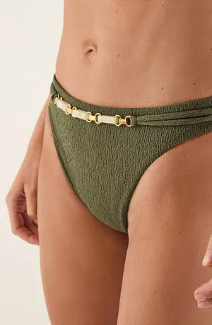 VIX PAULA HERMANNY Cheeky Swim Bottoms With Hardware Accents - Dark Green