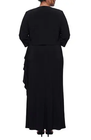 Alex Evenings Empire Waist Matte Jersey Gown With Jacket