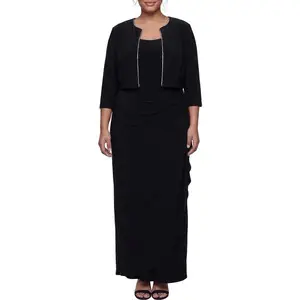 Alex Evenings Empire Waist Matte Jersey Gown With Jacket
