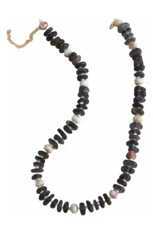 MACRAE & CO. November Moon Beaded Necklace - Gray
