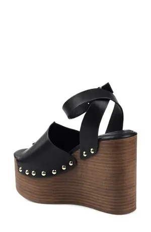 CANDIE'S Jackson Ankle Strap Platform Wedge Sandal - Blklt
