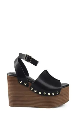 CANDIE'S Jackson Ankle Strap Platform Wedge Sandal - Blklt