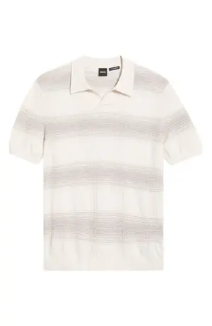 BOSS Lamoroso Striped Merino Wool Polo Sweater