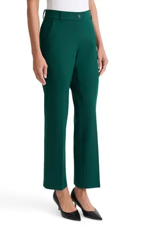 KASPER Faux Fly Pull-on Pants - Evergreen