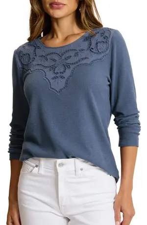 Tommy Bahama Schiffli Embroidered Waffle Stitch Top