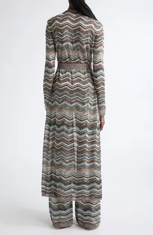 Missoni Belted Sequin Metallic Zigzag Maxi Cardigan - Smspo