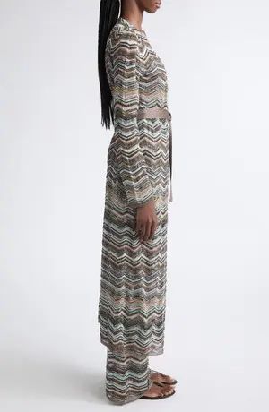 Missoni Belted Sequin Metallic Zigzag Maxi Cardigan - Smspo