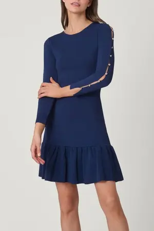 Shoshanna Waverly Button Knit Jace Dress - Navy