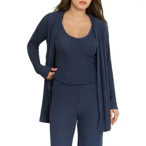 Honeydew Intimates Dream Cloud Ribbed Cardigan - Midnight
