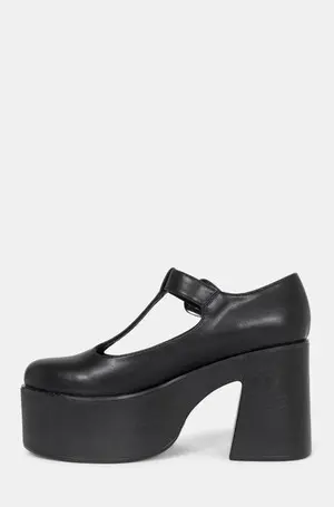 DISTURBIA Renaissance Mary Jane Block Heels With Buckle Detailing