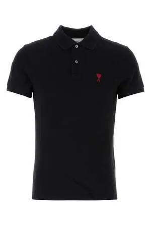 AMI Paris Piquet Polo Shirt - Black