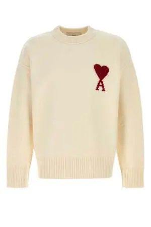 AMI Paris Ivory Wool Sweater - White