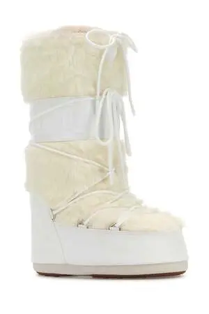Moon Boot Eco Fur And Synthetic Leather" Icon Boots - White