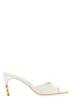 Gucci Calfskin Leather Mules With Sculptural Heel - White