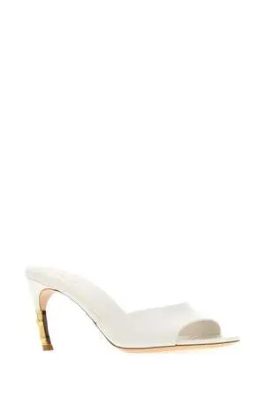 Gucci Calfskin Leather Mules With Sculptural Heel - White