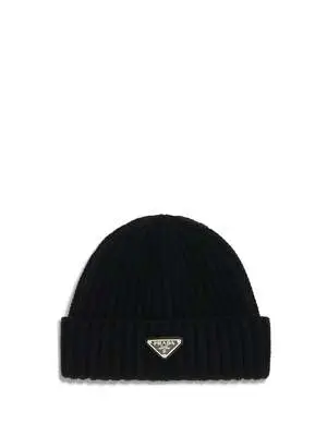 Prada Virgin Wool Beanie Hat - Black