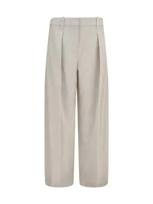 Brunello Cucinelli Wool And Cashmere Tailored Pants - Cream