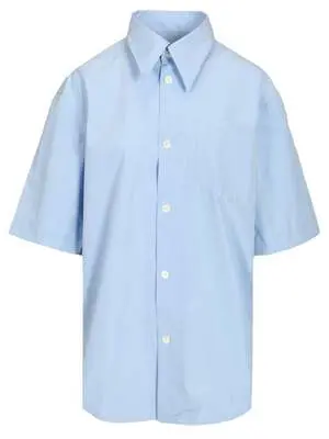AMI Paris Short-sleeved Poplin Shirt - Blue