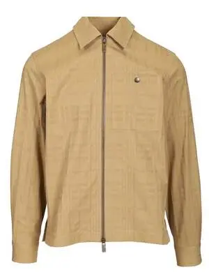 Burberry Check Cotton Zip-up Shirt - Cream