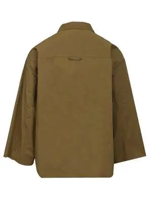 Celine Oversized Shirt In Cotton And Linen Twill - Green