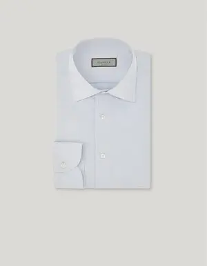 Canali And Light Blue Cotton Micro-check Regular-fit Shirt - White