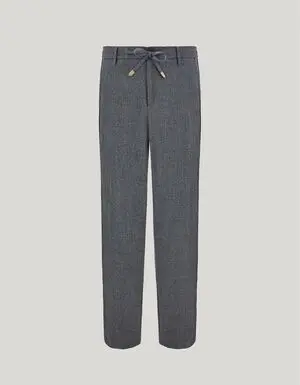 Canali Gray Melange Impeccabile Wool Flannel Pants With Drawstring - Grey