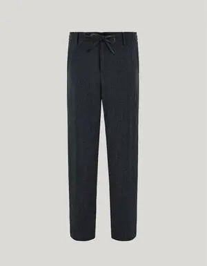 Canali Anthracite Melange Impeccabile Wool Flannel Pants With Drawstring - Grey