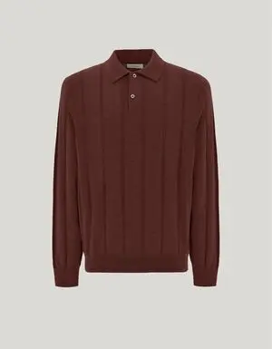 Canali Burgundy Extra-fine Merino Wool Regular-fit Polo Shirt - Red