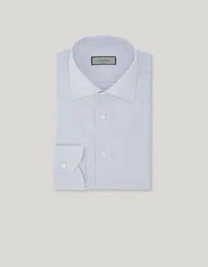 Canali Impeccabile And Light Blue Cotton Micro-check Regular-fit Shirt - White
