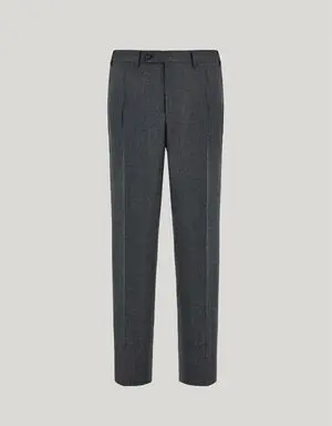 Canali Anthracite Wool Flannel Regular-fit Tapered Pants - Grey
