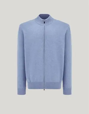 Canali Full-zippered Cardigan In Wool And Cashmere