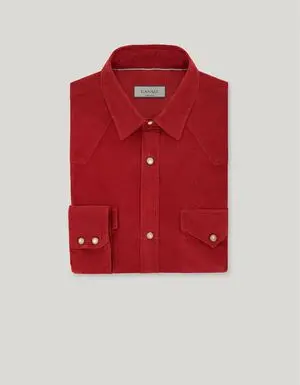 Canali Casual Cotton Corduroy Regular-fit Shirt - Red