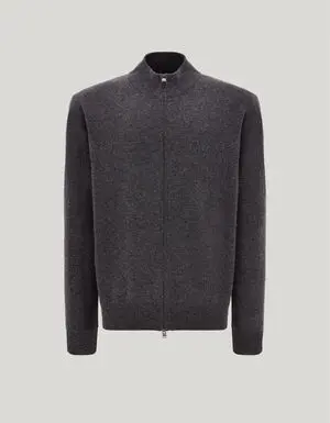 Canali Wool And Cashmere Full-zippered Cardigan - Grey