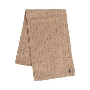 Polo Ralph Lauren Wool Cashmere Classic Cable Scarf 'camel - Tan