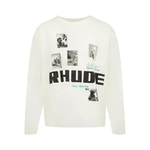 Rhude Winter 91 Rallye Long-sleeve Slub Tee /black/blue - White