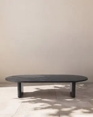 Quince Curved Powder-coated Aluminum Outdoor Coffee Table - Dark Charcoal