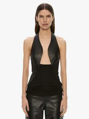 Christopher Esber Tailored Slope Leather Halter Top