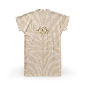 CASA DUNIYA Neutrals Cotton Evil Eye Embroidery Soleil Swimsuit Cover-up - Beige
