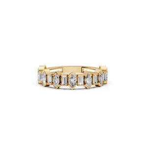 AYA FINE JEWELRY Neve Marquise & Baguette Lab Grown Diamond Eternity Band In Gold - Yellow