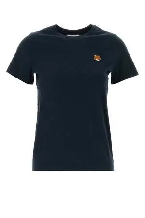 Maison Kitsuné 100% Cotton Crewneck T-shirt With Fox Embroidery