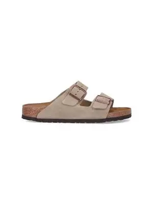 BIRKENSTOCK Suede Double Strap Slide Sandals - Taupe