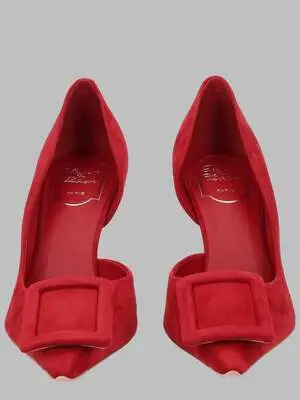 ROGER VIVIER Suede Pointed-toe Buckle Detail Pumps