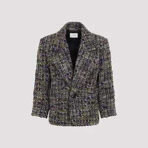 Saint Laurent Tweed Wool Blend Blazer