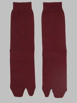MAISON MARGIELA Knit Toe-detail Socks - Bordeaux