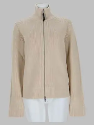 MAISON MARGIELA Ribbed Knit Zip-front Turtleneck Sweater