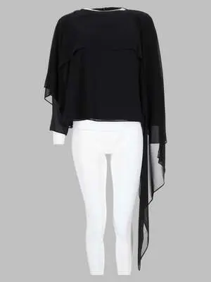 MAISON MARGIELA Asymmetrical Draped Sheer Blouse - Black