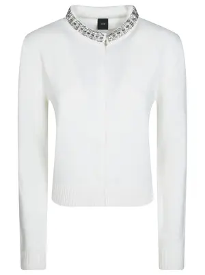Pinko Embellished Collar Wool-blend Cardigan
