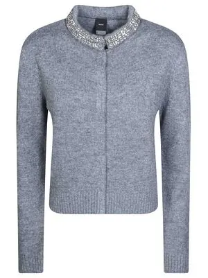 Pinko Embellished Collar Wool Blend Cardigan