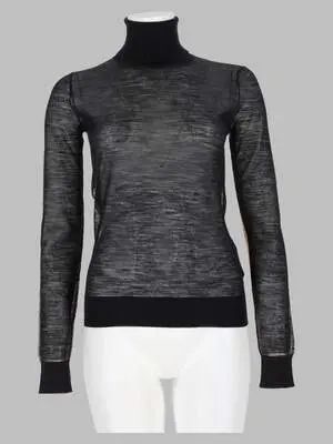 MAISON MARGIELA Sheer Turtleneck Long Sleeve Top - Black